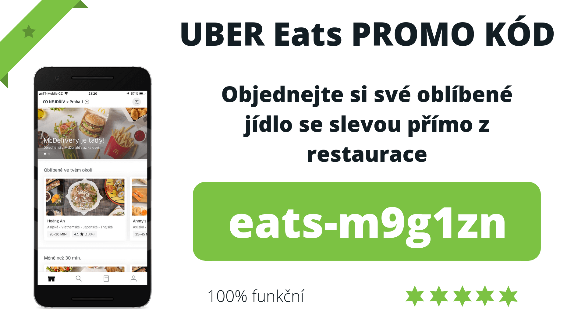 UBER Eats promo kód (sleva) - nechte si dovézt jídlo z restaurace 2024 🚘